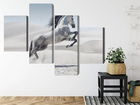 Vícedílný obraz Kůň V Poušti 3D Nedostatek Nedostatek Přírodní plátno 120x75