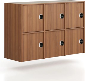 Nástavba pro skříně FRAME, 6x dveře, 1299 x 450 x 854 mm, RFID zámek, ořech