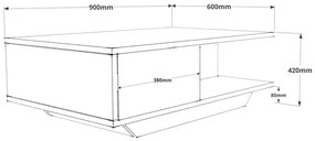 Meblovo Konferenční stolek Orion, bílá vysoký lesk/beton