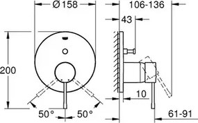 Grohe Essence - Baterie pod omítku pro 2 spotřebiče Hard Graphite