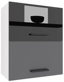 Kuchyňská skříňka Belini horní 60 cm černý lesk / šedý lesk  INF SGP2-60/1/WT/BS/0/B1