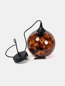 Sinsay - Retro závěsná stropní lampa se skleněným stínidlem - tmavě hnědá