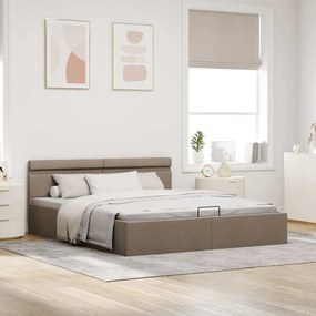 Rám postele s úložným prostorem LED taupe textil 160 x 200 cm 285628