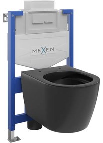 Mexen WC podomítkový set Felix XS-U stojan s WC mísou Carmen, Matná černá - 6853388XX85