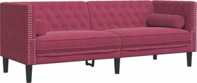2dílná sedací souprava Chesterfield s podhlavníky vínová samet 3209295