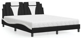 Postel Viana s matrací černá a bílá 160 x 200 cm umělá kůže 3208808