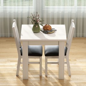 HOMCOM rozkládací jídelní stůl pro 4-6 osob z dřeva a oceli, 140x80x77,5 cm, bílé dřevěné provedení