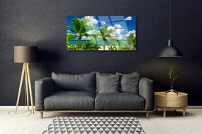 Obraz na skle Moře Palma Stromy Krajina 140x70 cm