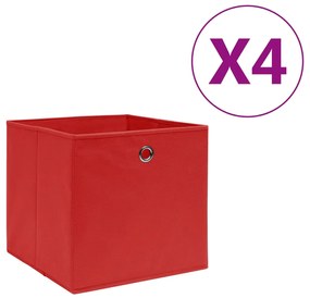 Úložné boxy 4 ks netkaná textilie 28 x 28 x 28 cm červené - Default Title