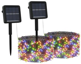 Solární světelné řetězy 2ks 2x200 LED pestrobarevné dovnitř/ven