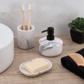 Dávkovač mýdla Vena Marble, bílá/s černými prvky, 175 ml