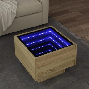 Odkládací stolek s LED dub sonoma 40x40x30 cm kompozitní dřevo