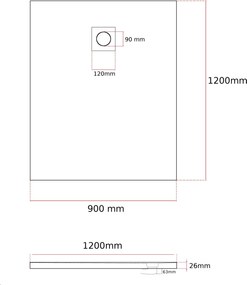 Gamma Erga Oldaf, SMC obdélníková sprchová vanička 120 x 90 cm, šedá matná, ERG-GMA-OL-90120G