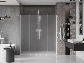 Mexen Velar L Duo, posuvné sprchové dveře do otvoru 200 cm, 8mm sklo námraza, bílá matná, 871-200-003-32-20
