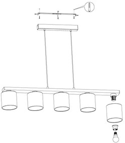 Eglo 901291 - Lustr na lanku CASTRALVO 5xE27/28W/230V