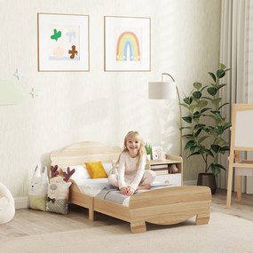 Dětská postel Postel pro mládež Postel do domečku s designem medvěda Hrací postel pro děti od 3 do 6 let 143,5 x 80 x 55 cm přírodní dřevo