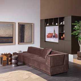 Tmavě hnědá modulární skříňka z borovicového dřeva 55x215 cm Meggy – WOOOD