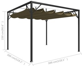 vidaXL Marketos Zahradní altán se zatahovací střechou 3 x 3 m taupe 180 g/m²