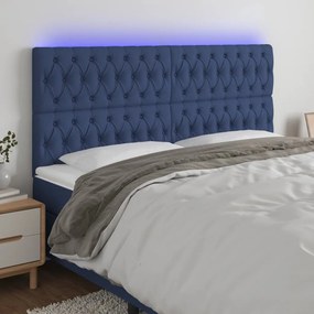 Čelo postele s LED modrá 200x7x118/128 cm textil 3122788