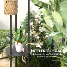 Outsunny Solární stojací lampa z ratanu, solární lampy s čidlem světla, 3 světla, solární svítilna v boho stylu, IP44, Ø37 x 144H cm