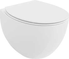 Mexen Egg, závěsná WC mísa Rimless s duroplastovým sedátkem s pomalým zavíráním, bílá lesklá, 30245000