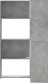Rohová knihovna 4patrová betonově šedá 85x85x140 cm kompozit 3307813