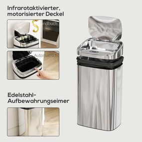 HOMCOM Senzorový odpadkový koš 30L automatický odpadkový koš s pohybovým senzorem pro kancelář, ložnici