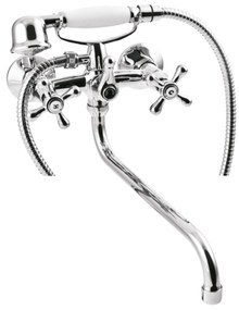 Invena Roma, vanová baterie s prodlouženou výlevkou 300mm as ruční sprchovou sadou, chromová, INV-BW-24-00S-L