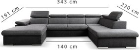 Sedací souprava COOL II | 191x343x220 cm | rozkládací + 2x úložný prostor | LEVÁ | lounge 03 šedobéžová
