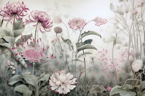 Tapeta květiny zahalené přírodou s růžovým kontrastem