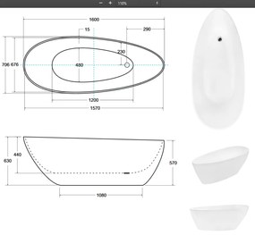 NIKIDO - B Volně stojící vana GOYA black 160x70