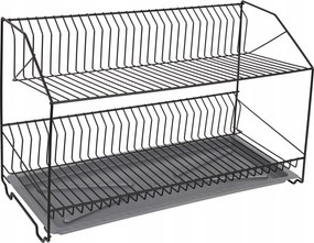 Odkapávač na nádobí s podnosem 2-úrovňová 60 cm odkapávač černý