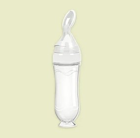 Tréninková silikonová láhev na krmení lžičkou Varianta: lahev se spodní přísavkou, bílá