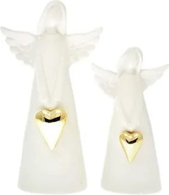 Porcelánový anděl se zlatým srdcem – malý, 15 cm