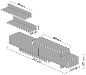 Bílá/přírodní TV sestava 180x40 cm Nirvanas – Furny Home