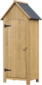 Outsunny Zahradní Chata z Dřeva 77,5x54,2x179,5 cm 0,3 m² Exteriérová Zahradní Chata s Uložením Nářadí, 3 Policemi a 2 Zamykacími Dveřmi pro Terasu