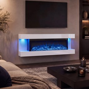 Costway Třístranný elektrický krb 127 cm s LED, 750/1500 W, bílý