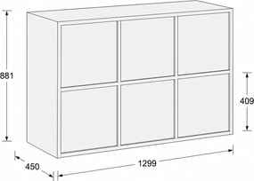 Kancelářská skříň FRAME, nízká, 6x dveře, 1299 x 450 x 881 mm, mechanický kódový zámek, dub přírodní