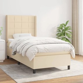 Box spring postel s matrací krémová 90x190 cm textil,  3131398
