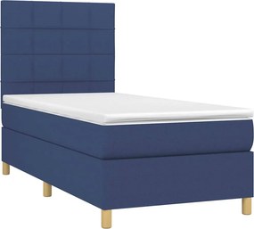 Box spring postel s matrací a LED modrá 90x190 cm textil 3135403