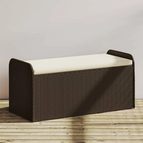 vidaXL Úložná lavice s poduškou hnědá 115 x 51 x 52 cm polyratan