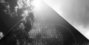 Obraz mrakodrap v černobílém provedení - 120x60 cm