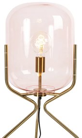 Art Deco stojací lampa mosaz s růžovým sklem - Bliss