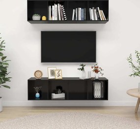 vidaXL Nástěnné TV skříňky 2 ks kompozitní dřevo [3079782] Barva: černá s vysokým leskem