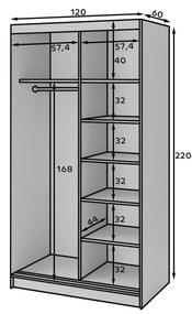 Eltap Šatní skříň Biancco II se zrcadlem