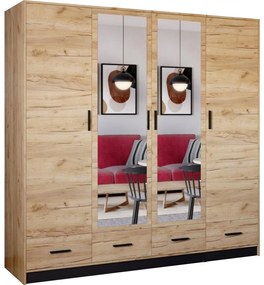 Šatní skříň se zrcadlem SANNA 200x200 cm dub craft SOFIA 200 Craft