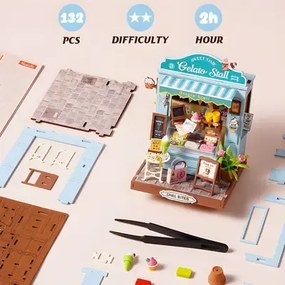 RoboTime Miniatura domečku Zmrzlinový stánek / 3D dřevěná skládačka /