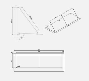 Doporro skleněná vchodová stříška 250x90cm VSG 13,14mm