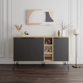 Komoda Houseland CLARA 142 cm dub přírodní/antracit