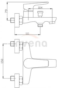 Invena Dokos, vanová baterie, černá-chromová, INV-BW-19-004-V